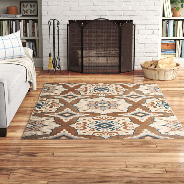 Andover Mills™ Mountview Geometric Area Rug in Cerulean Blue/Taupe ...