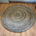 Birch Lane™ Round Geometric Handmade Handwoven Area Rug in Blue/Tan ...