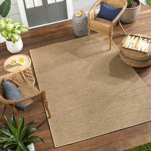 Ebern Designs Agnes Checkered Tan Area Rug | Wayfair
