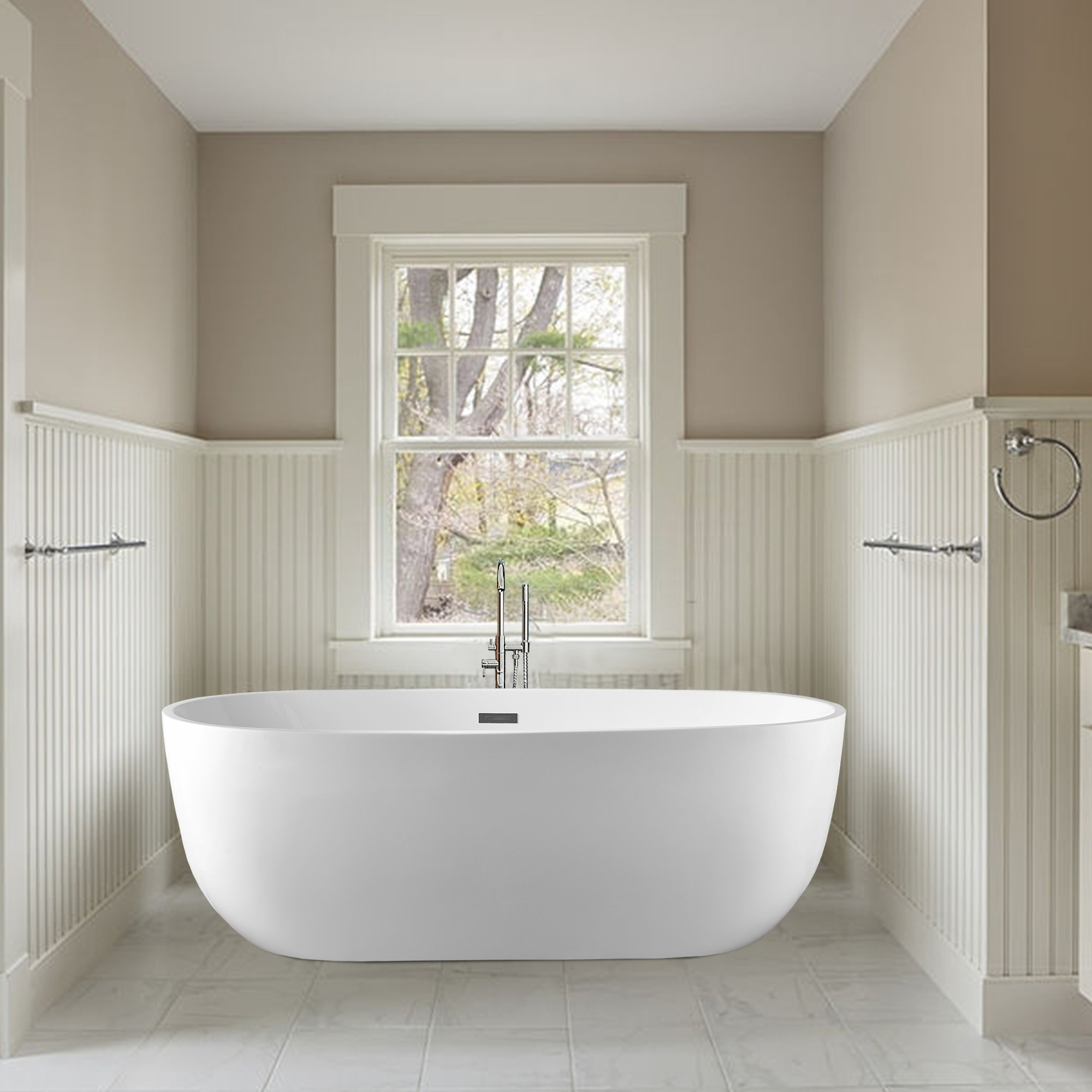 Vanity Art 59'' x 29'' Freestanding Soaking Steel Bathtub & Reviews ...