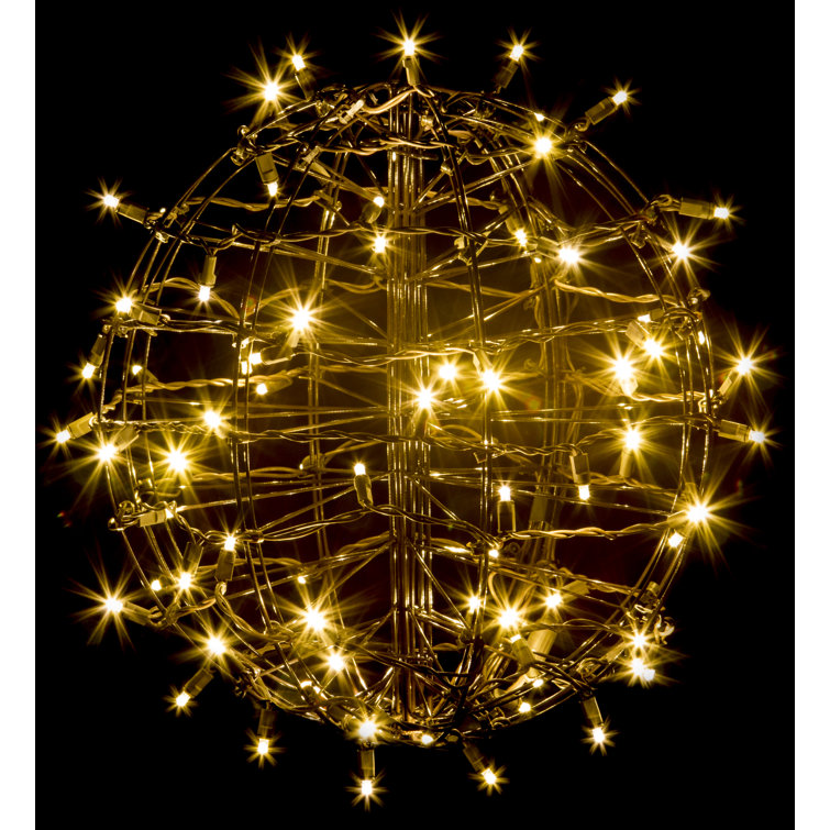 The Holiday Aisle® Grapevine Fold Flat Sphere 75 Light LED String Light ...