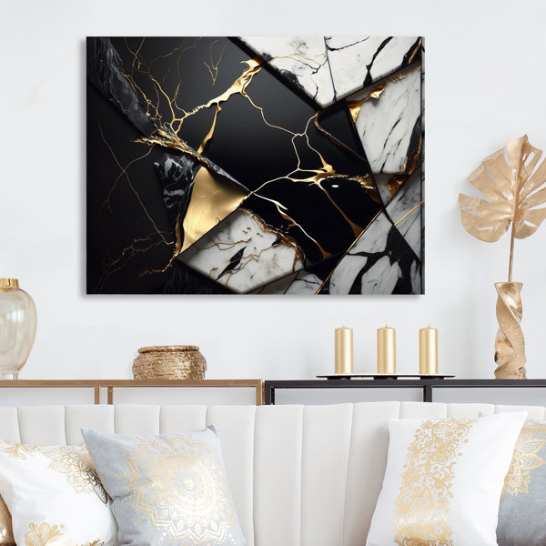 Red Barrel Studio® Abstract Geode Gold IV - Unframed Graphic Art on ...