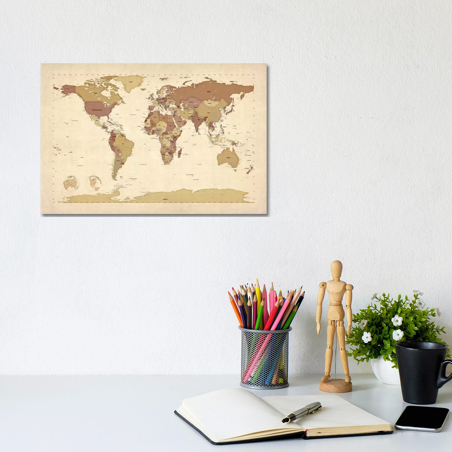 Breakwater Bay Map Of The World V by Michael Tompsett - Wrapped Canvas ...