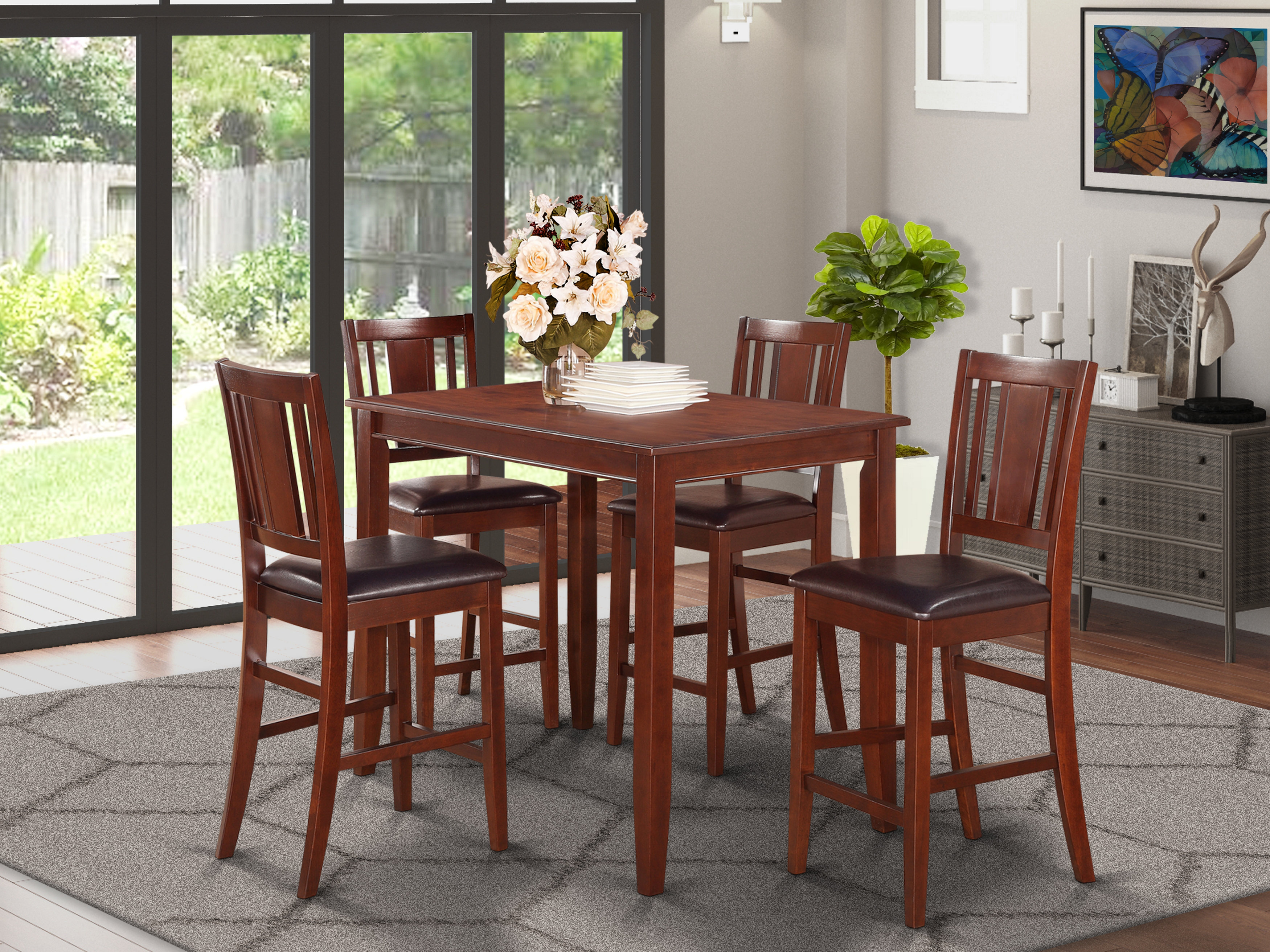 Red Barrel Studio® 4 - Person Counter Height Solid Wood Dining Set ...