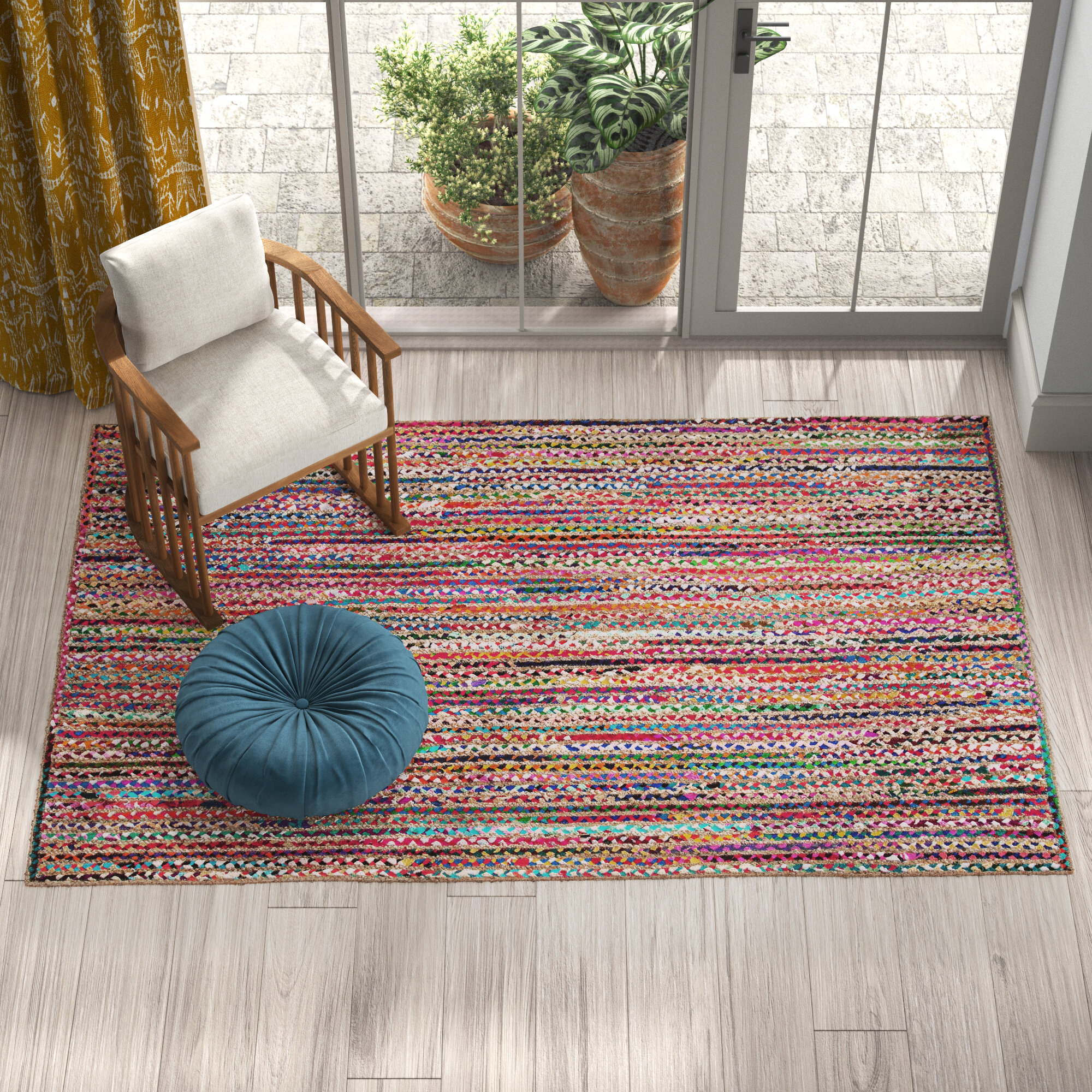 Bungalow Rose Lovetto Bohemian Handmade Braided Red Rug & Reviews | Wayfair
