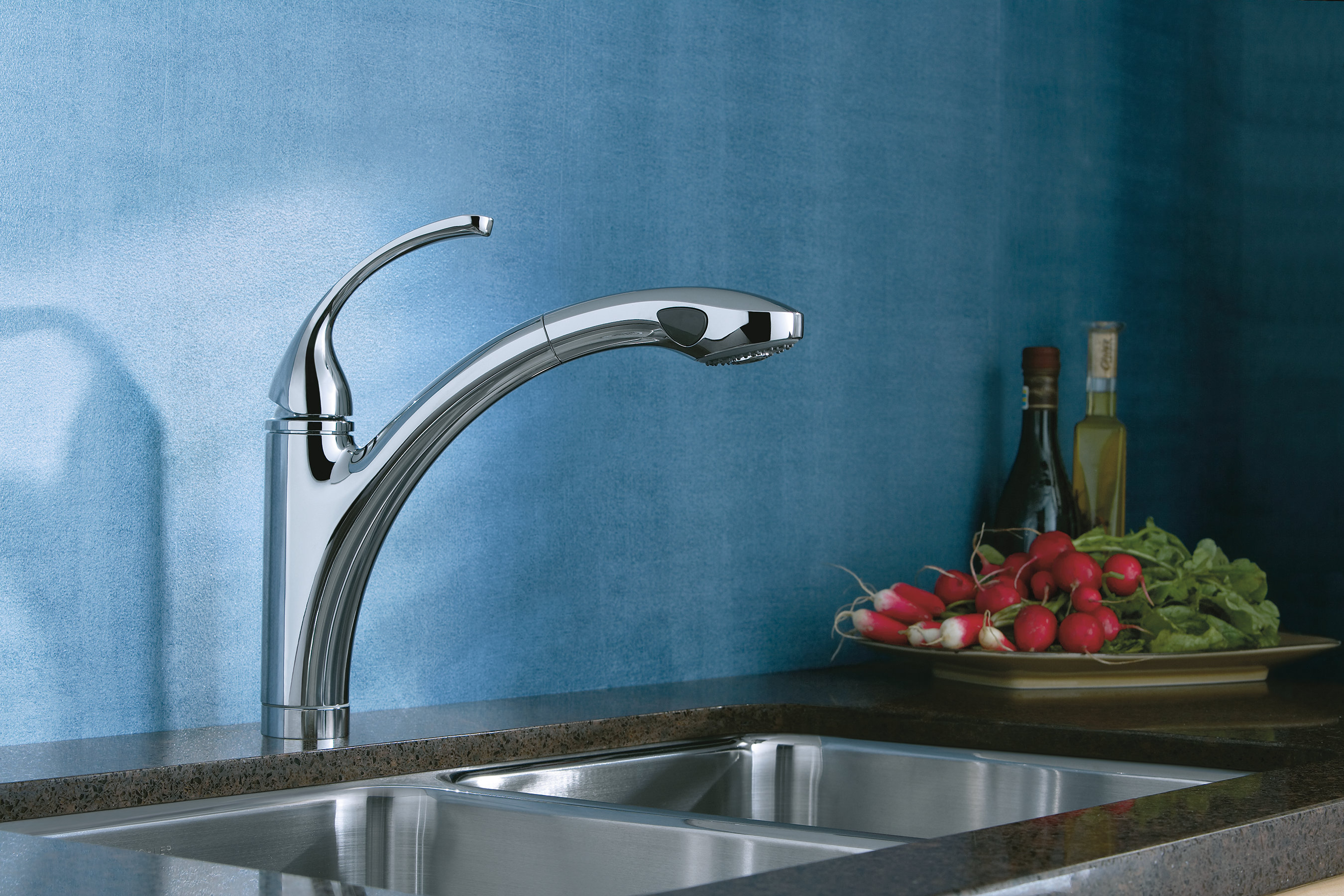 K-10433-BN,VS,G Kohler Forte Pull Out Single Handle Kitchen Faucet ...