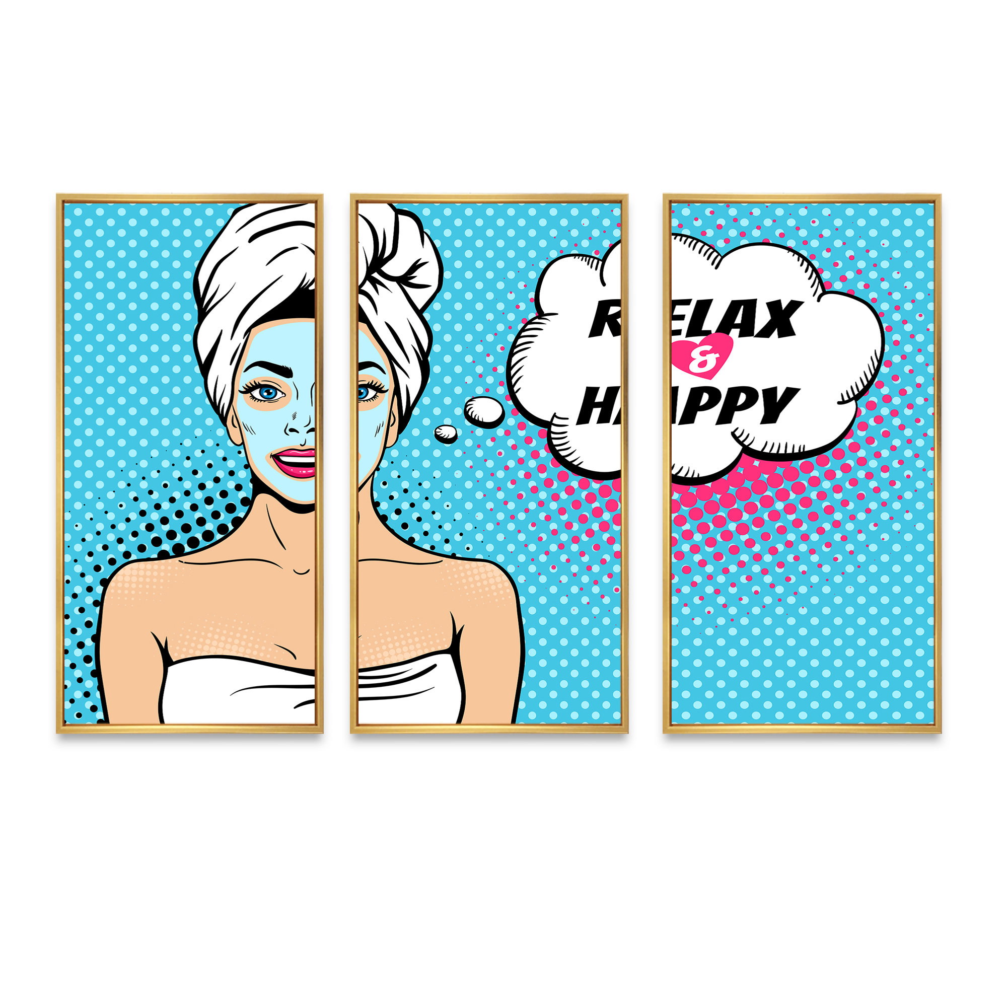 Winston Porter Happy And Relax Pop Art - 3 Piece Floater Frame Print on ...