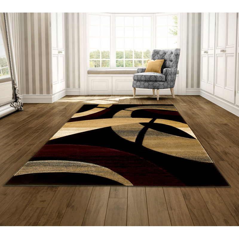 Brady Home Abstract Black/Beige Area Rug | Wayfair