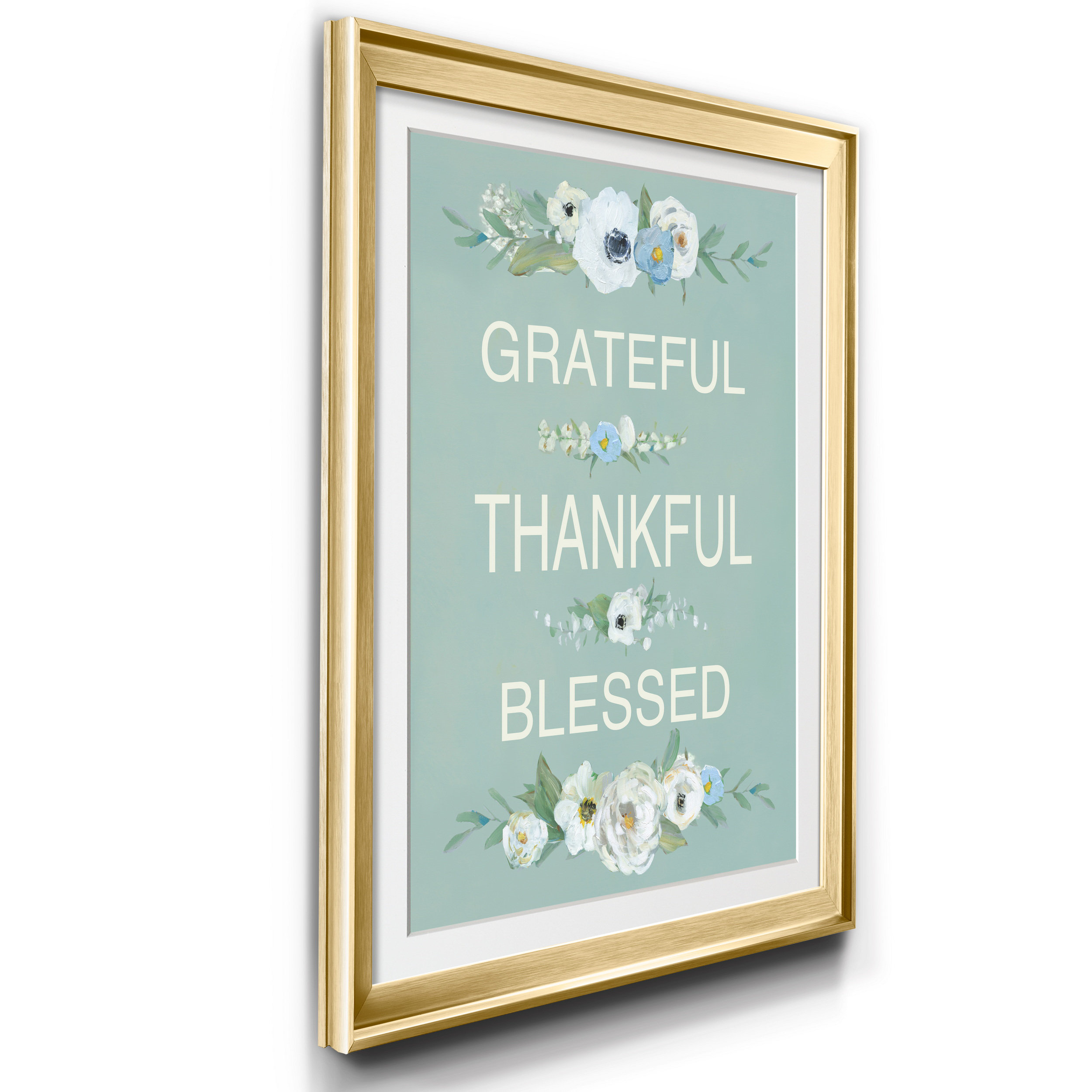 Gracie Oaks Grateful Thankful - Picture Frame Textual Art | Wayfair