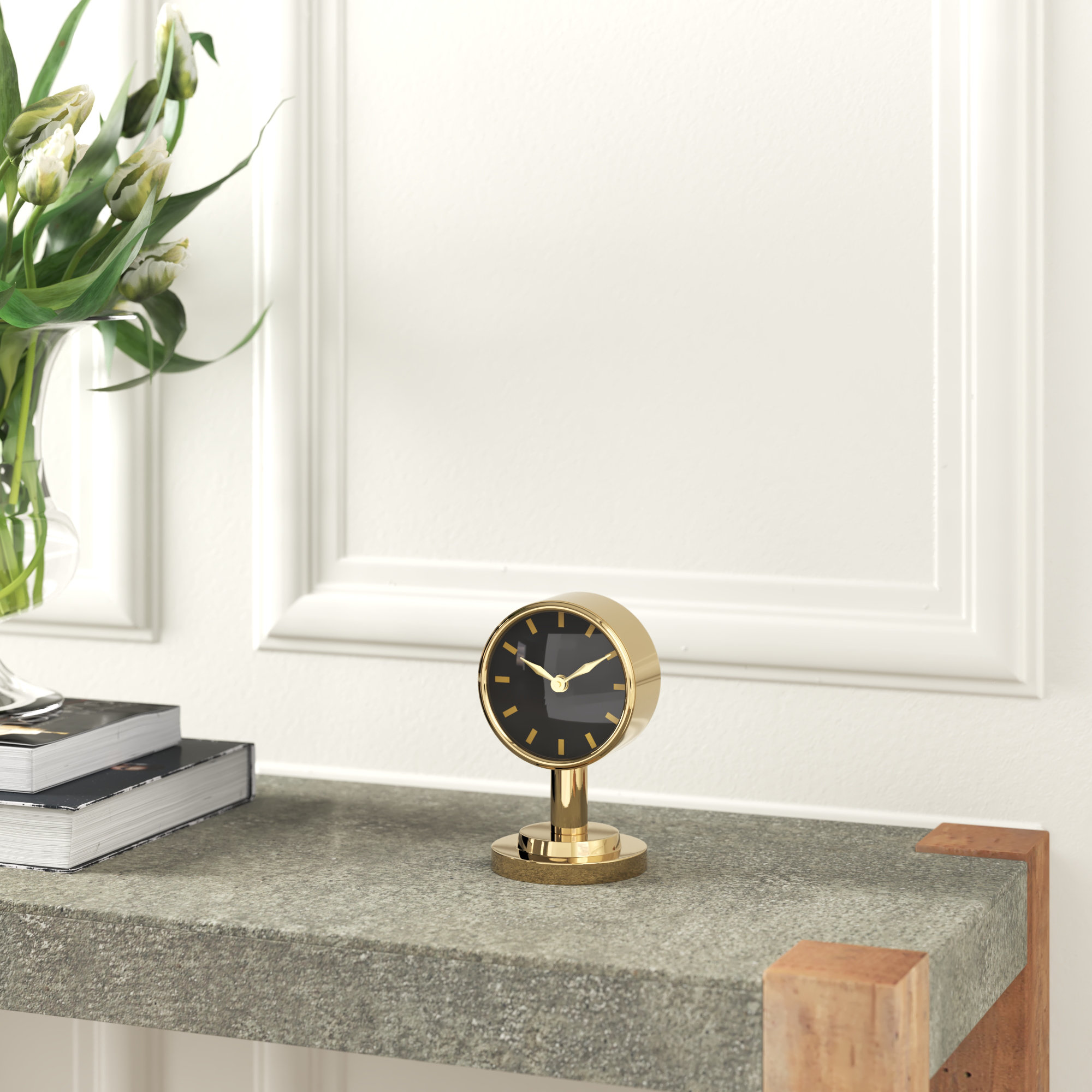 Greyleigh™ Analog Stainless Steel Mechanical Tabletop Clock | Wayfair
