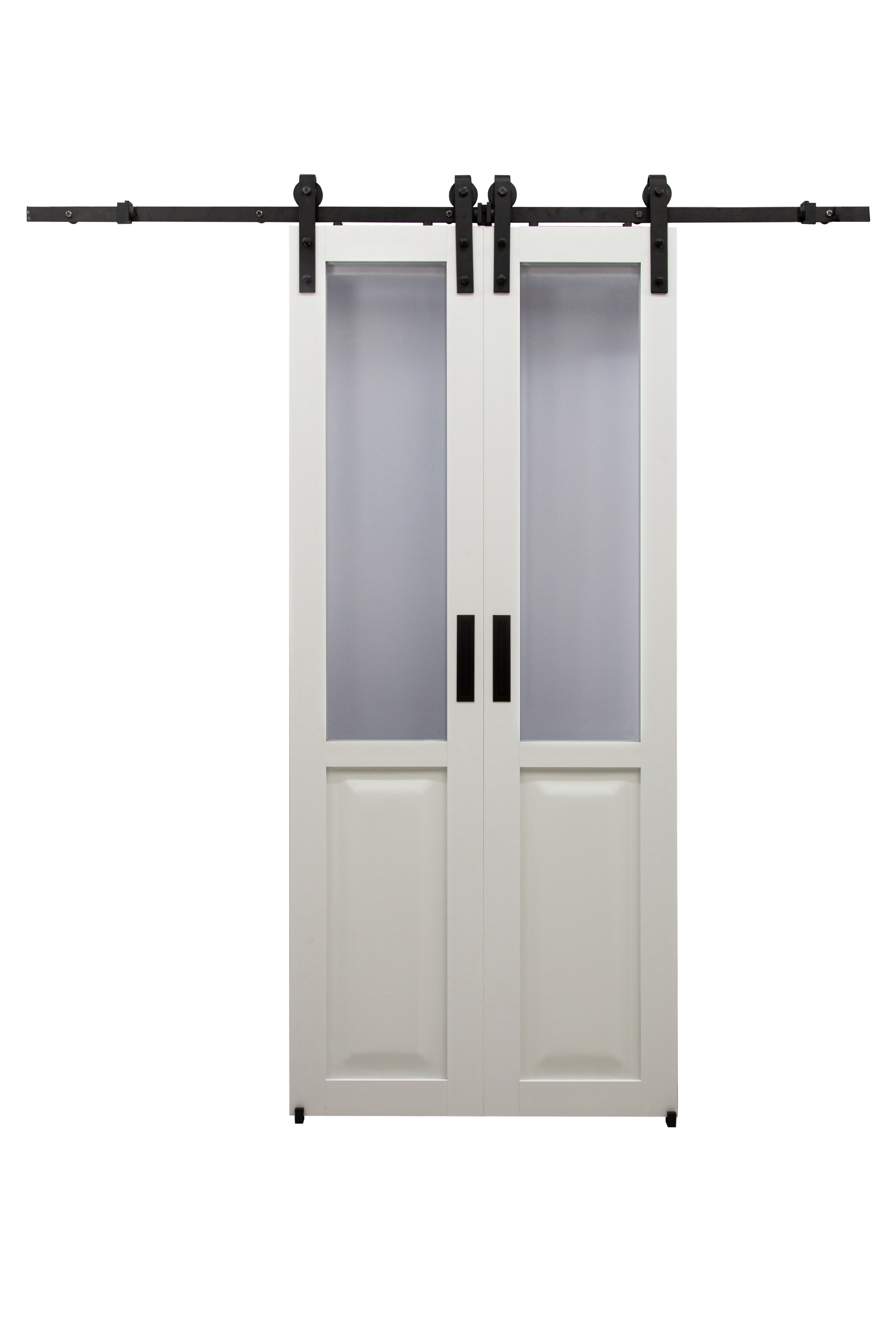 LTL Home Products Paneled PVC/Vinyl and Glass Barn Door with ...