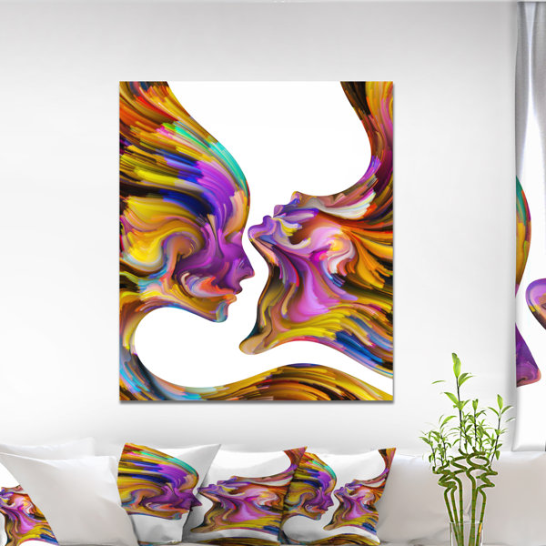 East Urban Home 'Kiss Digital Paint' Graphic Art Print on Wrapped ...