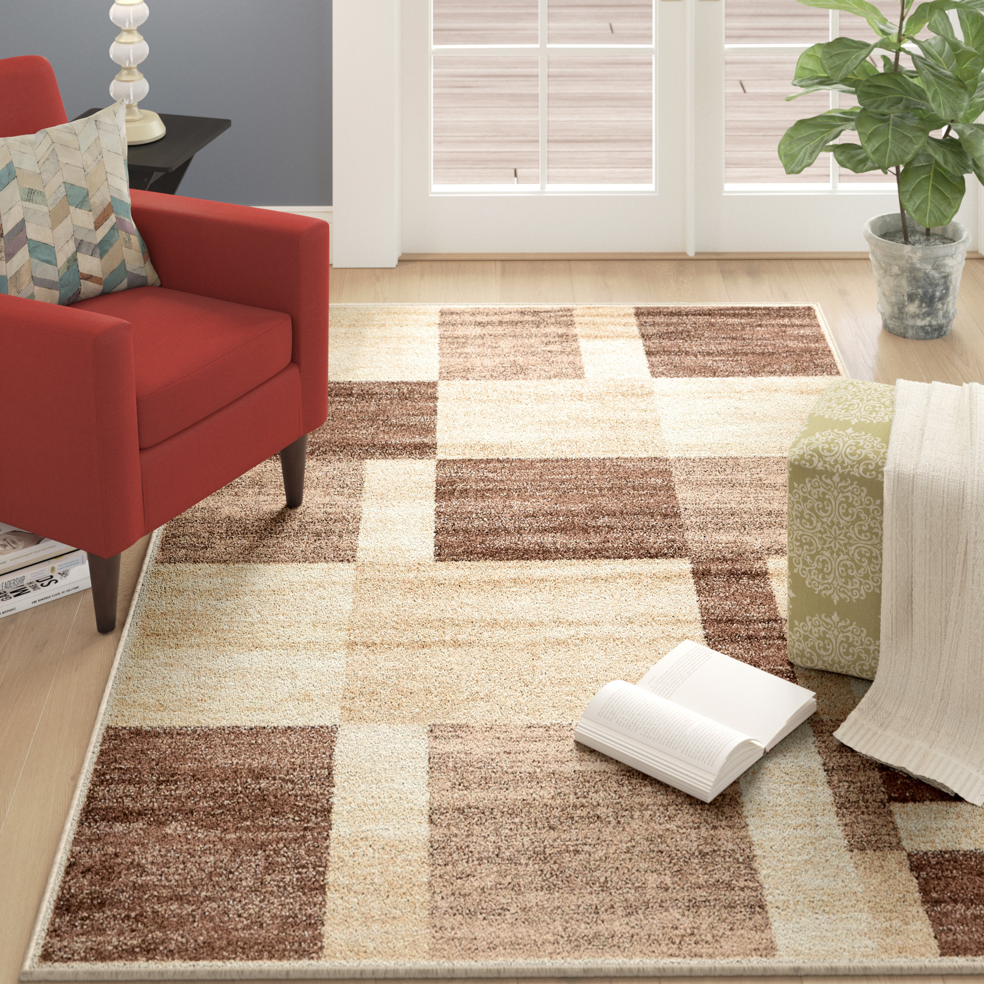 Wade Logan® Alair Power Loom Performance Light Brown Rug & Reviews ...