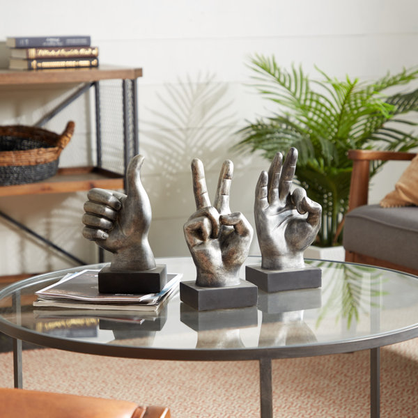 Ivy Bronx Domien Modern Traditional Hand Sign 3 Piece Figurine Set ...