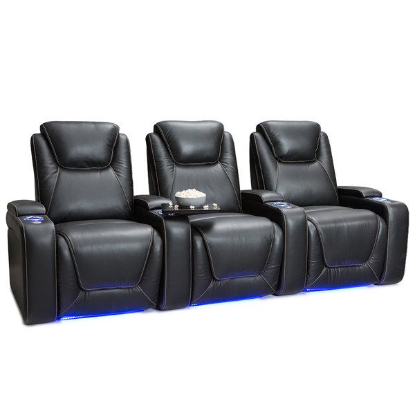Latitude Run® Leather Home Theater Row Seating (Row of 3) & Reviews ...