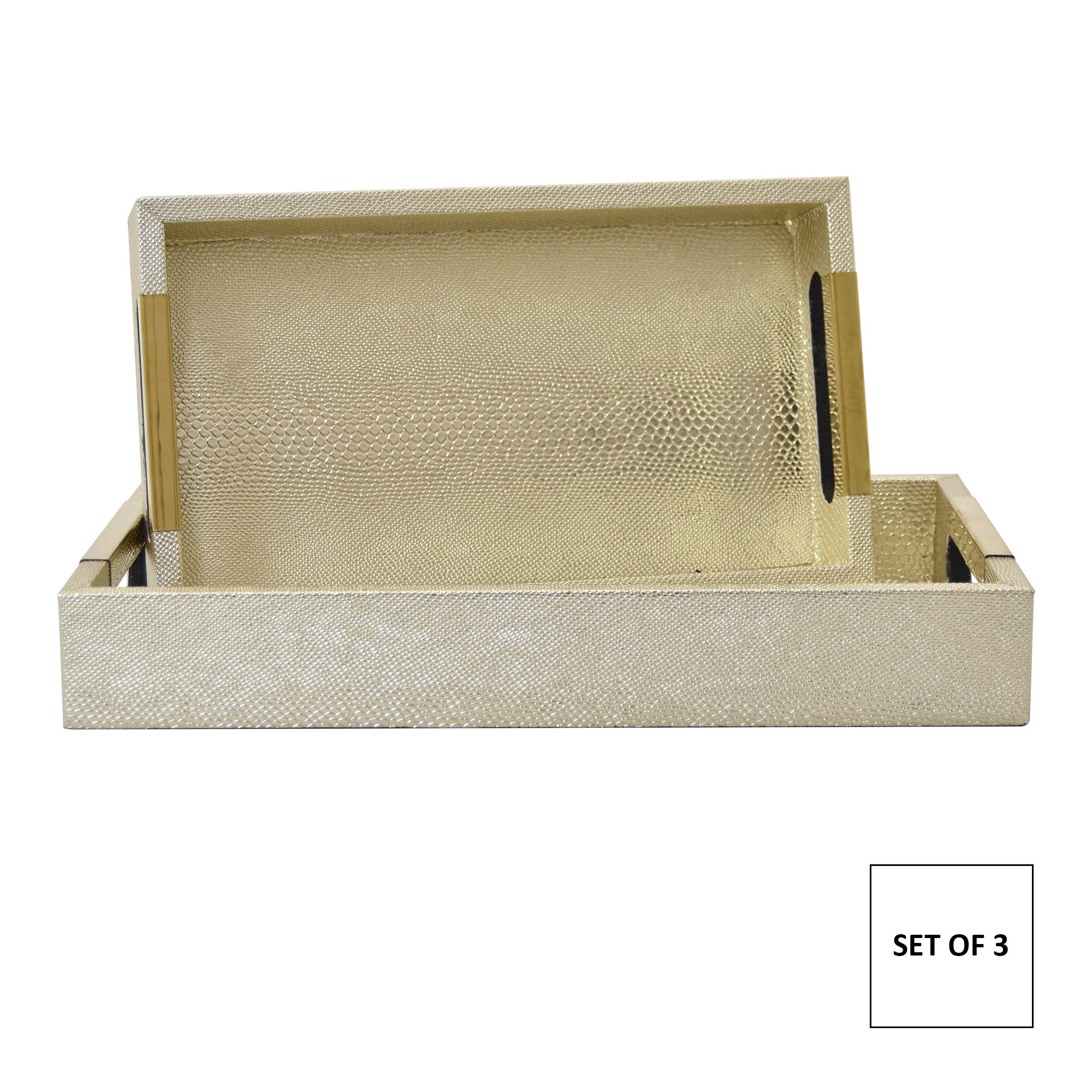 Three Hands Co. Wood Tray - Set of 3 | Wayfair