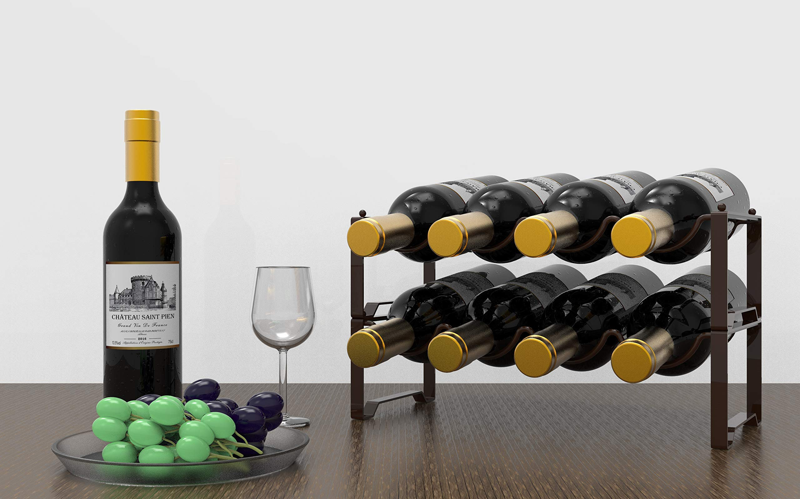 Prep & Savour Rasen Wine Bottle & Glass Rack in Bronze | Wayfair
