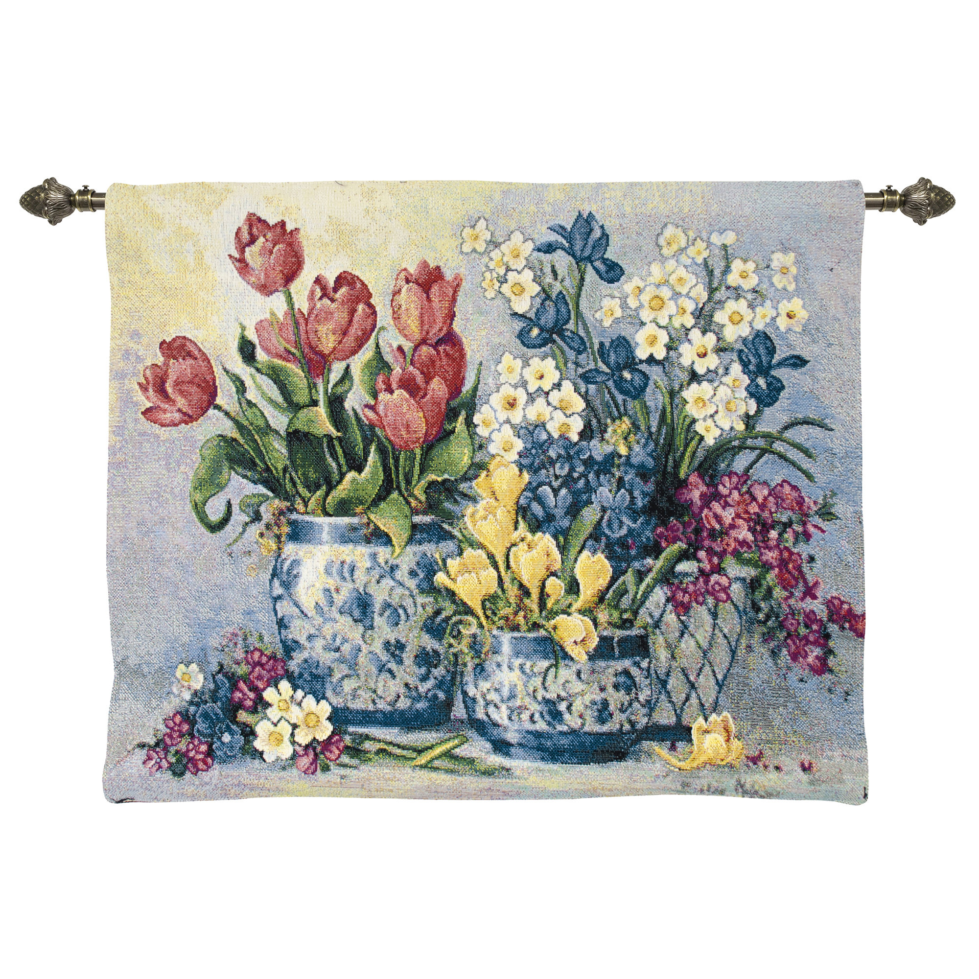 Canora Grey Cotton Celadon Flower Pot Wall Hanging | Wayfair