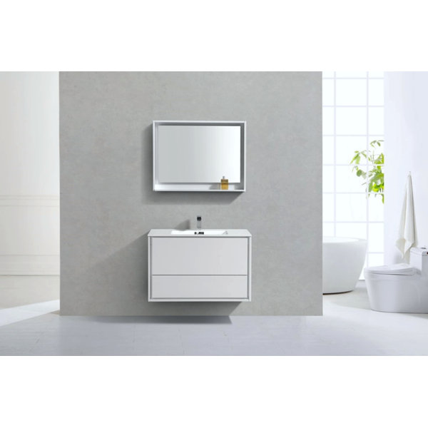Orren Ellis Trieu 35.5'' Single Bathroom Vanity with Plastic Vanity Top ...