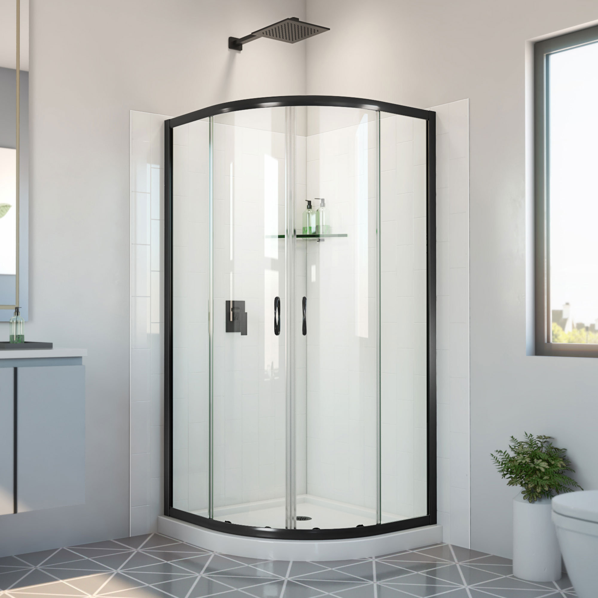 DreamLine 33'' W x 33'' D x 78'' H Semi-Frameless Round Shower ...