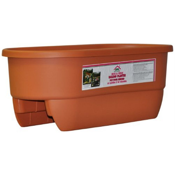 Apollo Plastic Dual Deck Railing Planter, Terra Cotta Color, 24" | Wayfair