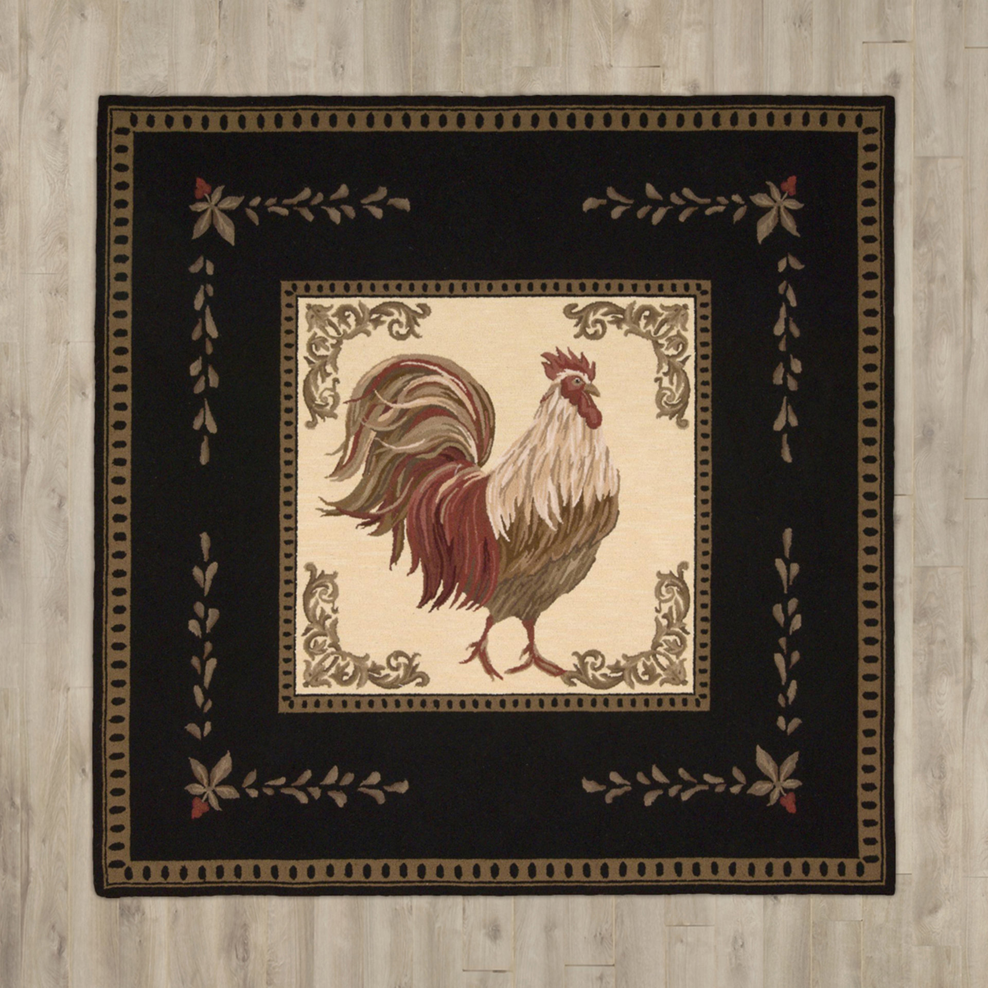 August Grove® Square Brockton Handmade Looped/Hooked Wool Black Area ...