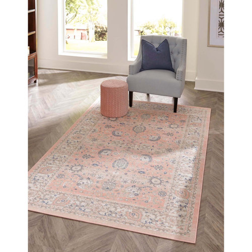 Bungalow Rose Exann Oriental Area Rug in Powder Pink & Reviews | Wayfair