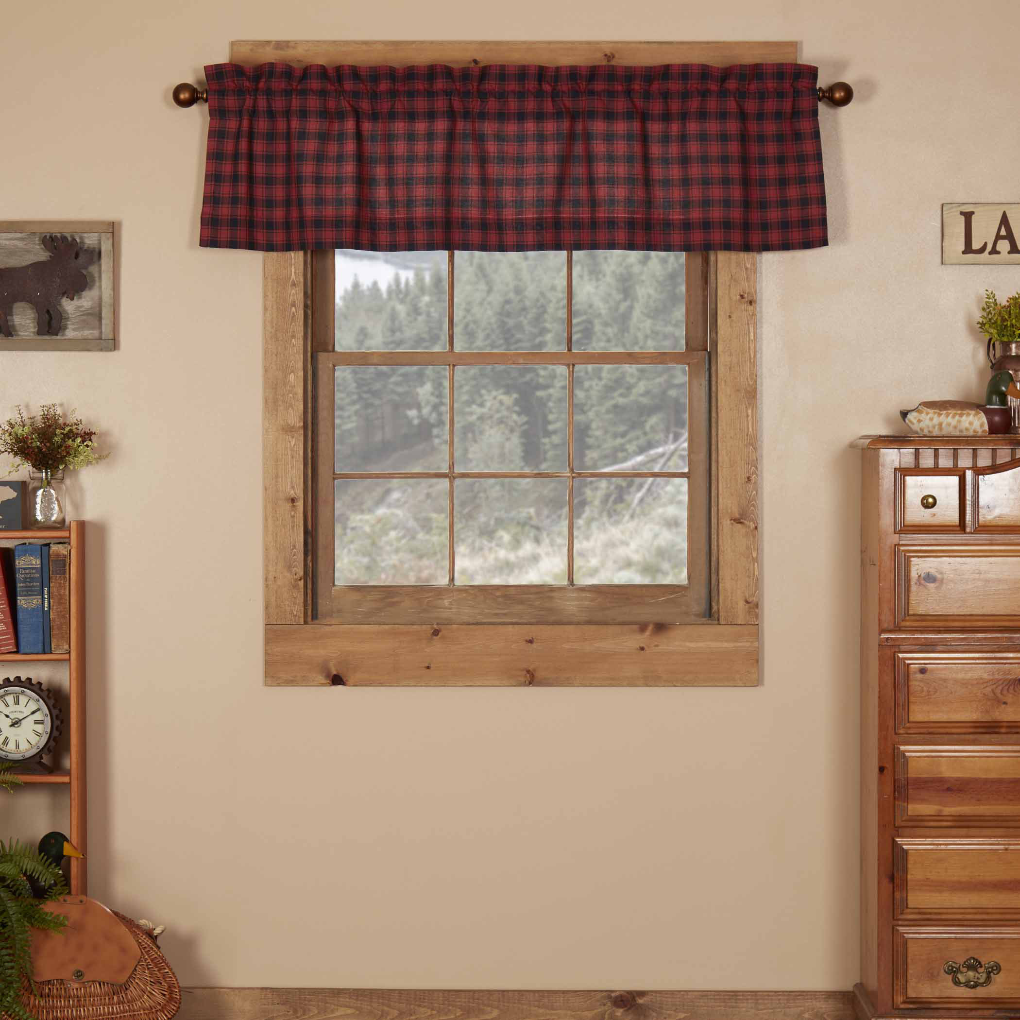 Loon Peak® Dorval Plaid Cotton Tailored Window Valance in Chili Pepper ...
