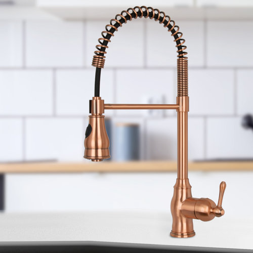 Nauxus Spring Single Handle Copper Kitchen Sink Faucet | Wayfair