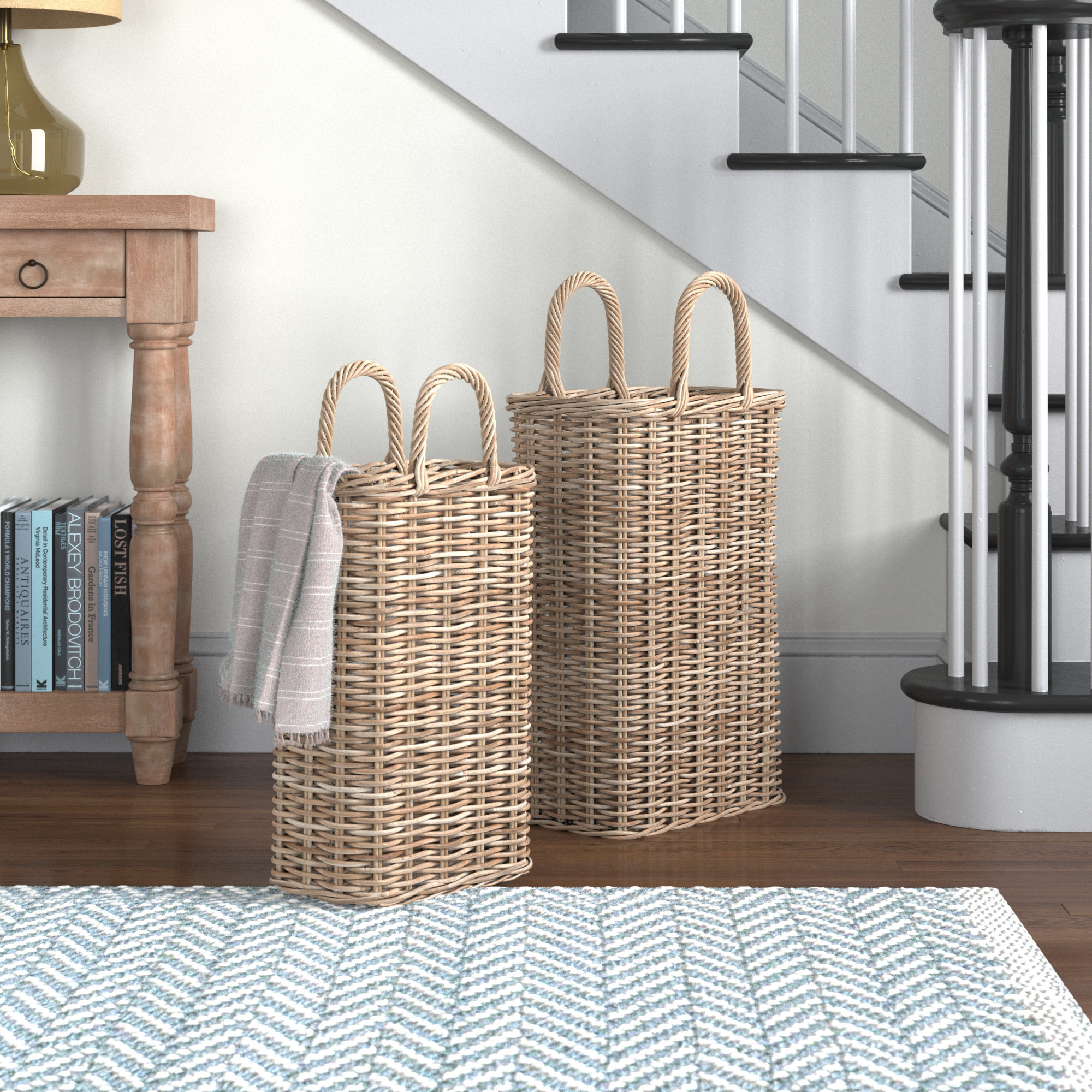 Rosecliff Heights Wicker/Rattan 2 Piece Basket Set & Reviews | Wayfair