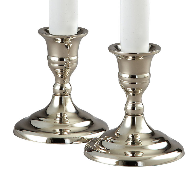 Three Posts™ Metal Candlestick Stainless Steel Set & Reviews | Wayfair