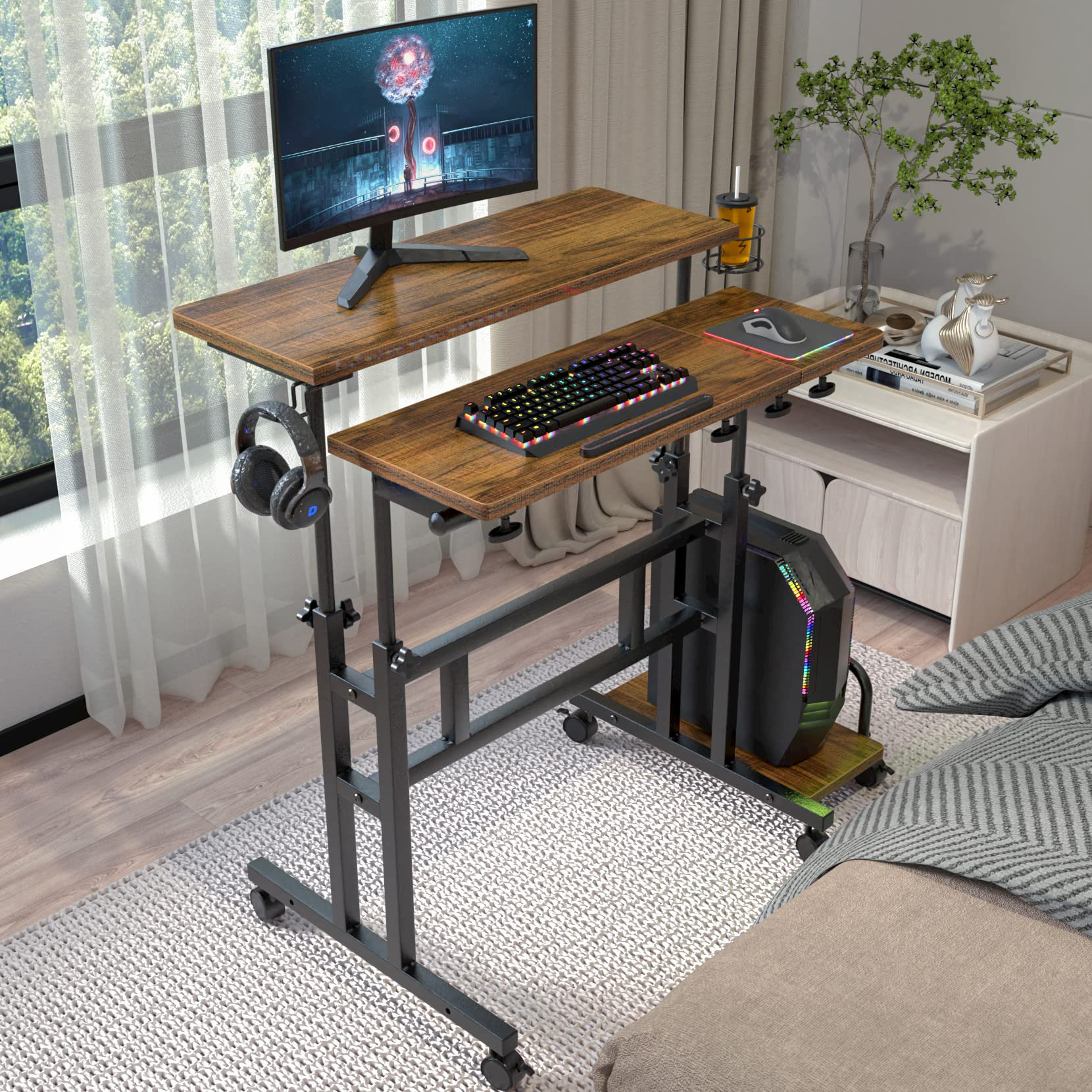 Williston Forge Abaigail 98Cm W Height Adjustable Rectangular Computer ...