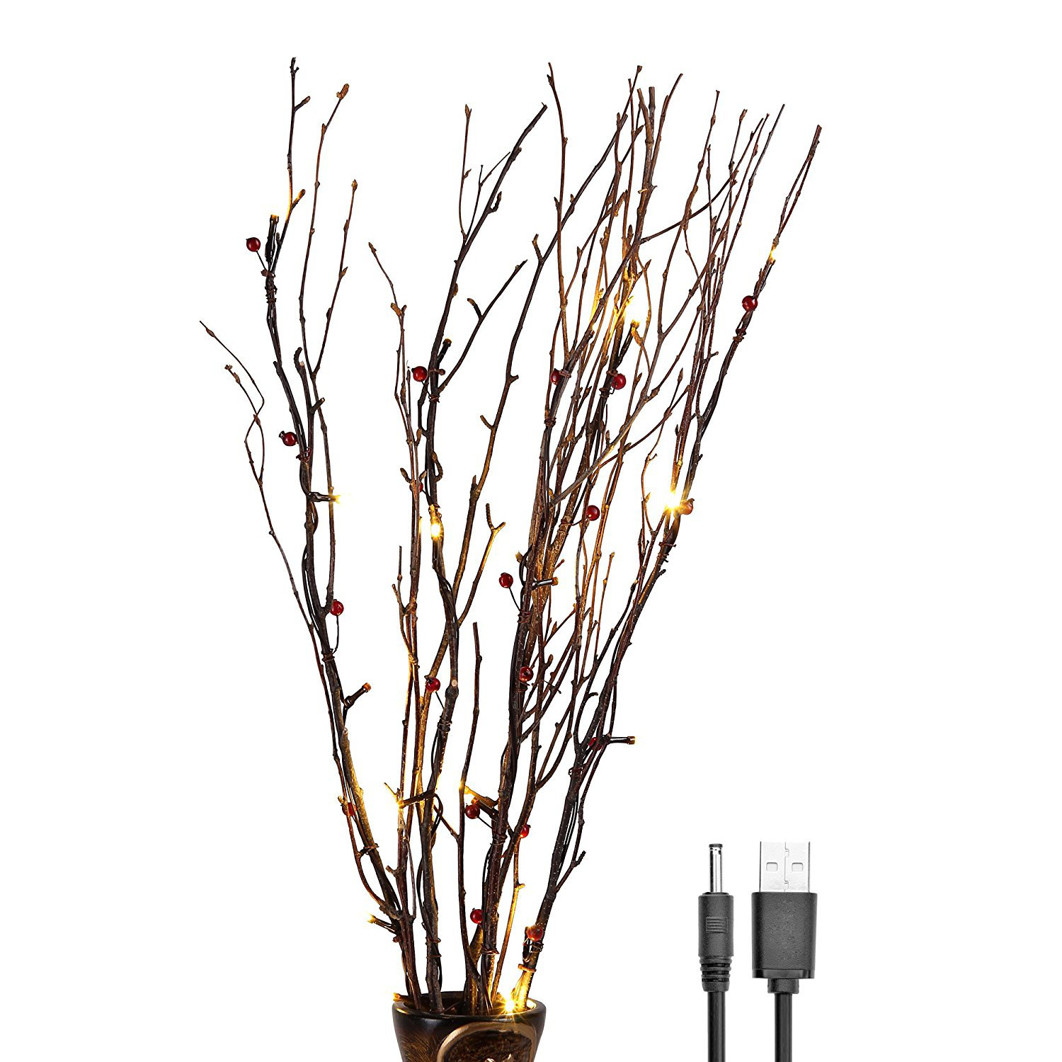 Lightshare Natural Birch Branches Warm 20 Light LED Battery Lighted ...