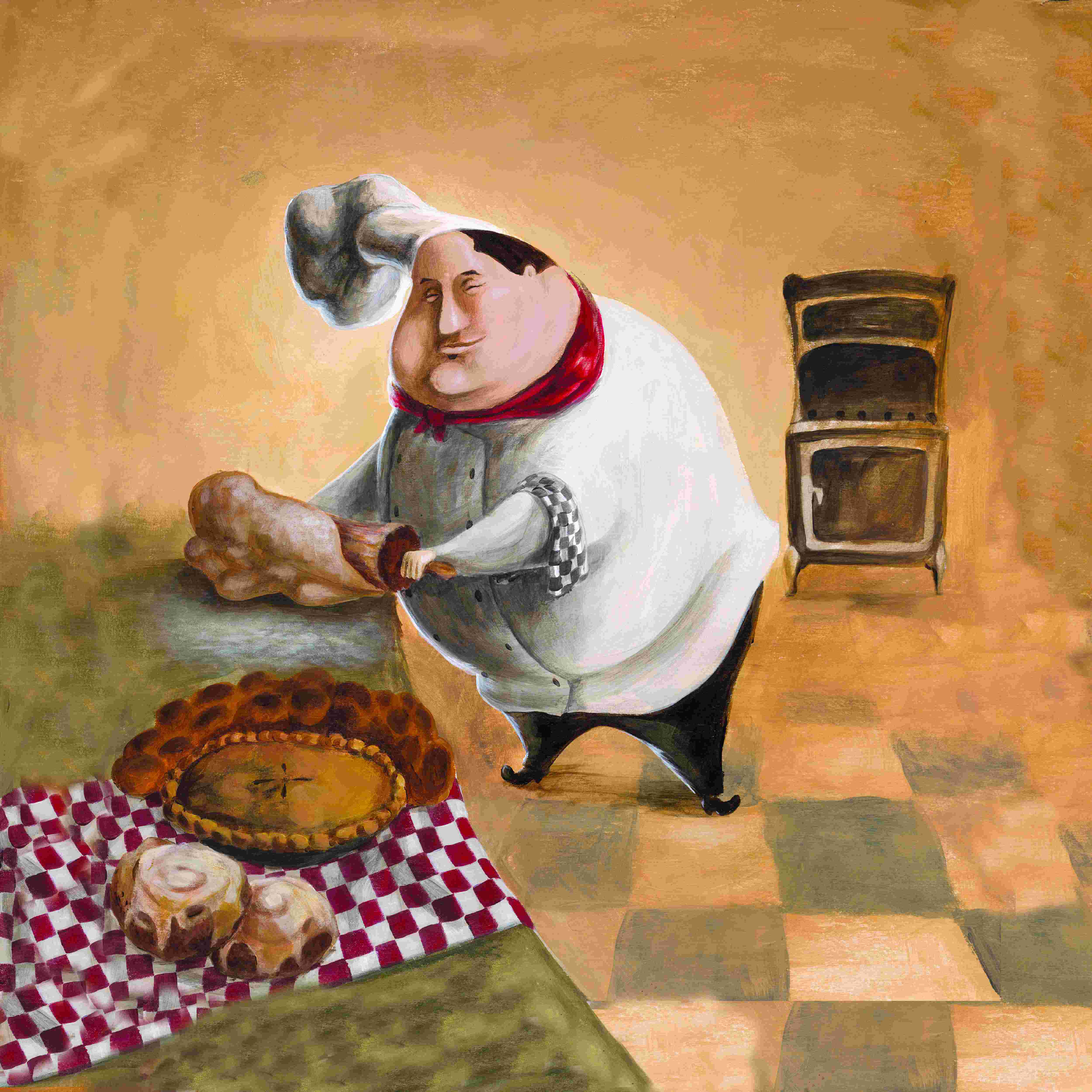 Fleur De Lis Living Baking Chef - Wrapped Canvas Graphic Art | Wayfair