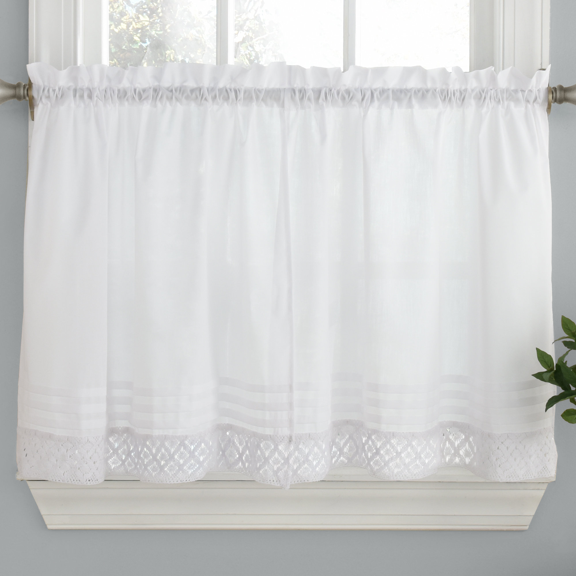 Charlton Home® Lindo Solid Color Tailored 56'' Window Valance in White ...