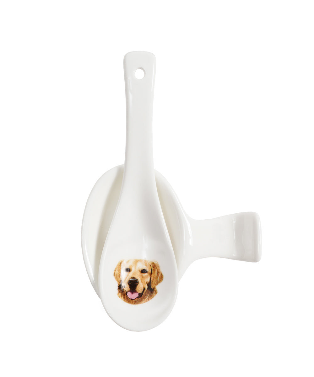 PetOrama Porcelain Spoon & Rest Set - Golden Retriever | Wayfair