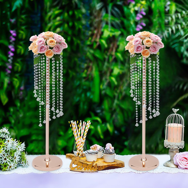 House of Hampton® Dnijah Metal And Crystal Flower Stand For Party ...
