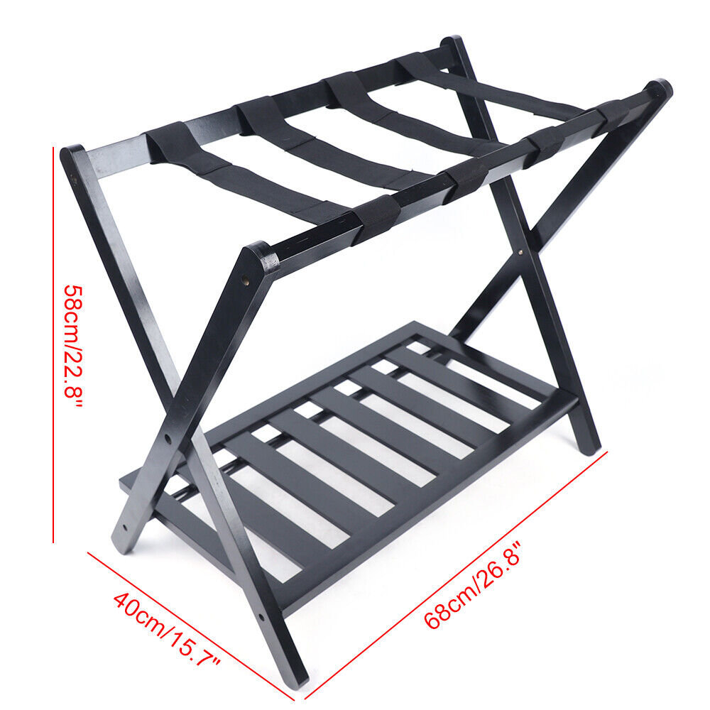 JOYDING Foldable Bamboo Luggage Rack with Shelf | Wayfair