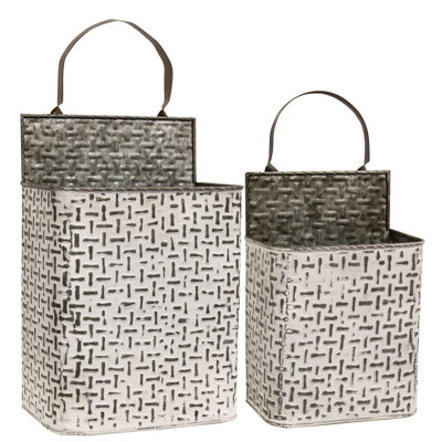 Gracie Oaks 2 Piece Metal/Wire Bucket Set | Wayfair