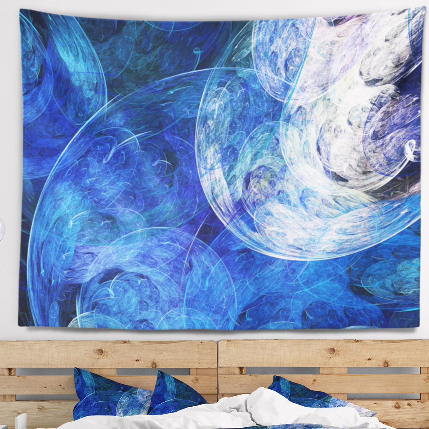The Twillery Co.® Corwin Abstract Blue Swirling Clouds Tapestry | Wayfair