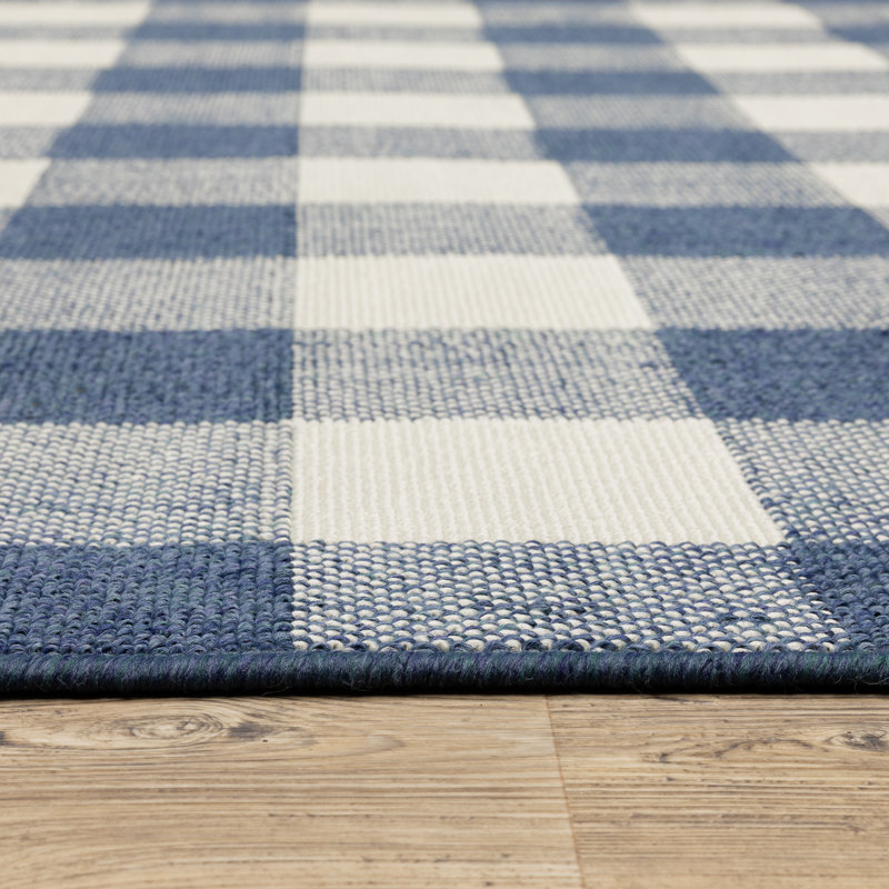 Sand & Stable Mac Blue/Ivory Indoor/Outdoor Rug & Reviews | Wayfair
