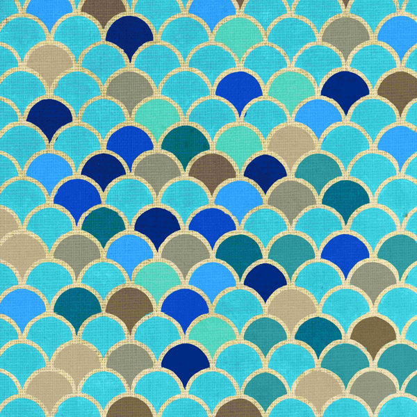 Mercer41 Aqua Blue Pattern - Wrapped Canvas Painting | Wayfair