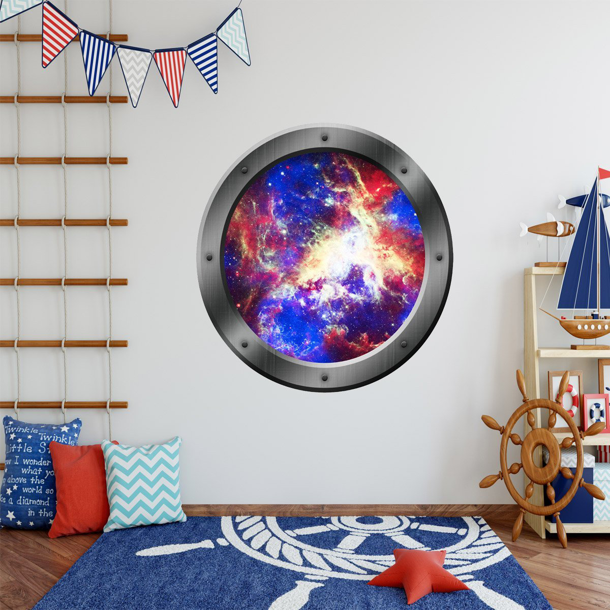 Zoomie Kids Stecker Universe Porthole Outer Space Window Wall Decal ...
