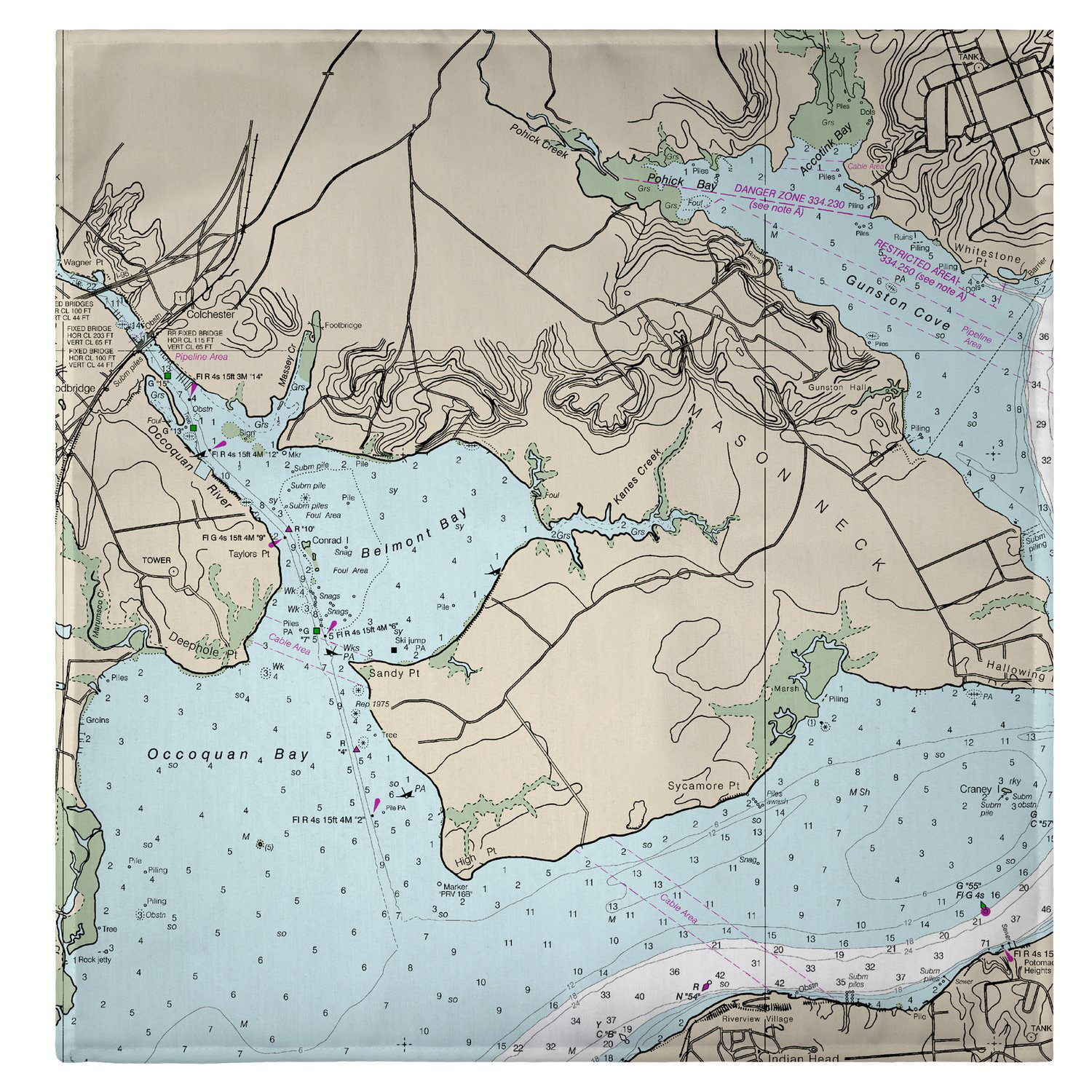 Breakwater Bay Sebergham Occoquan Nautical Map Hand Towel | Wayfair