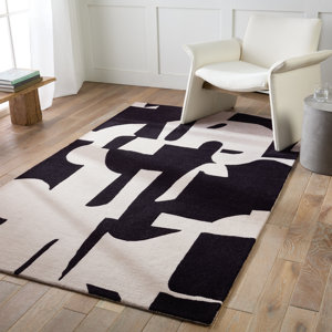 AllModern Handmade Black/Cream Rug | Wayfair
