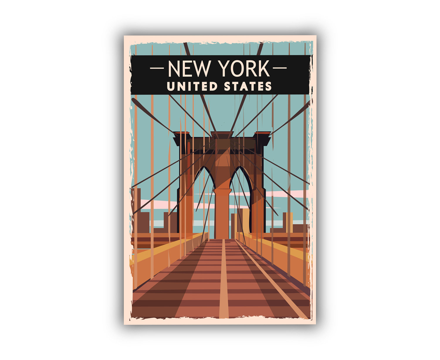 Trinx New York City - 2 Retro Style State Travel Poster New York City ...