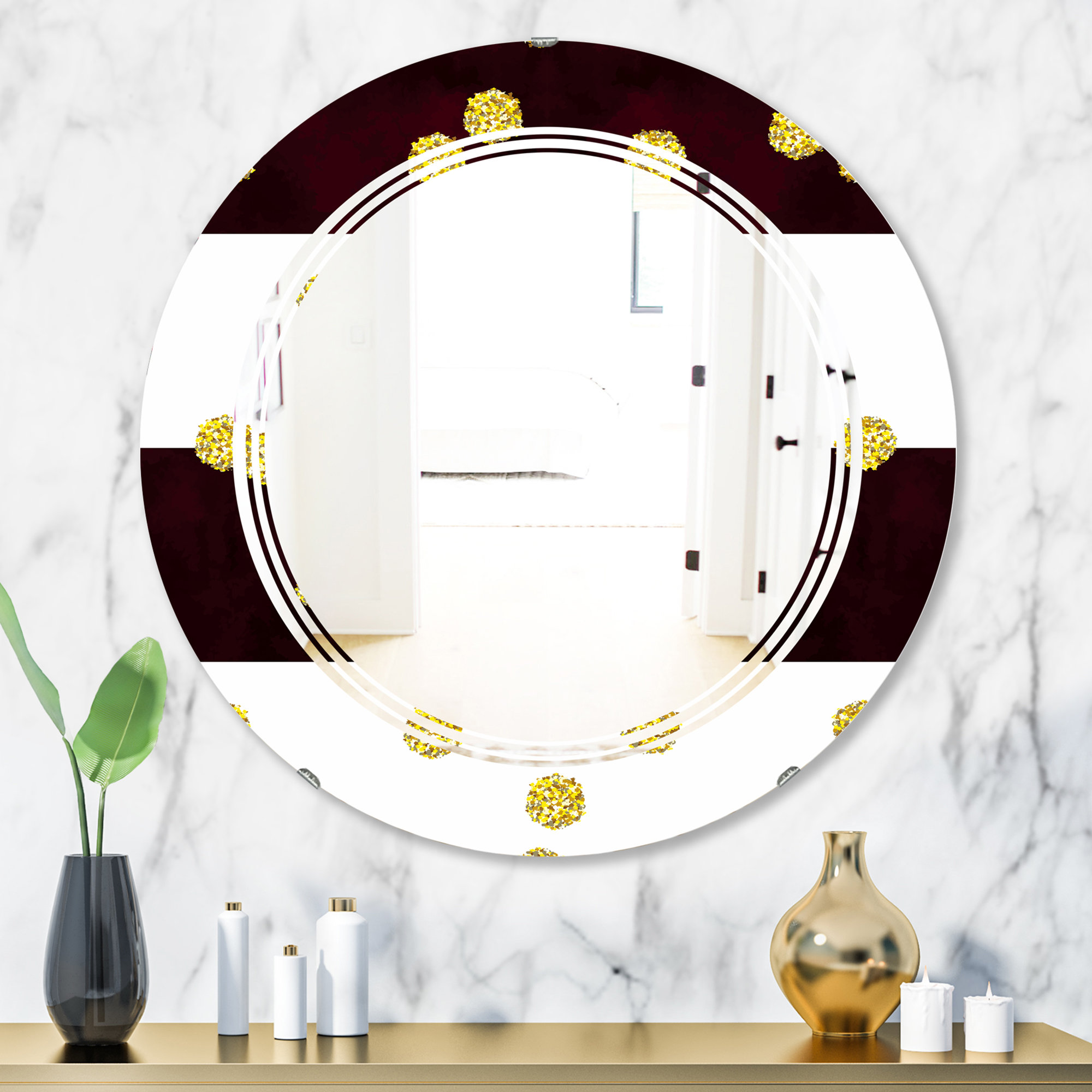 East Urban Home Triple C Polka Dot Pattern I Glam Frameless Wall Mirror ...