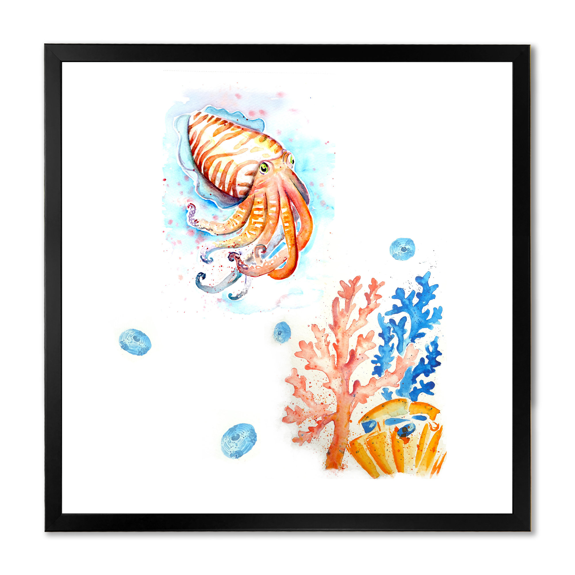 Highland Dunes Aquarelle Cuttlefish Art II - on | Wayfair