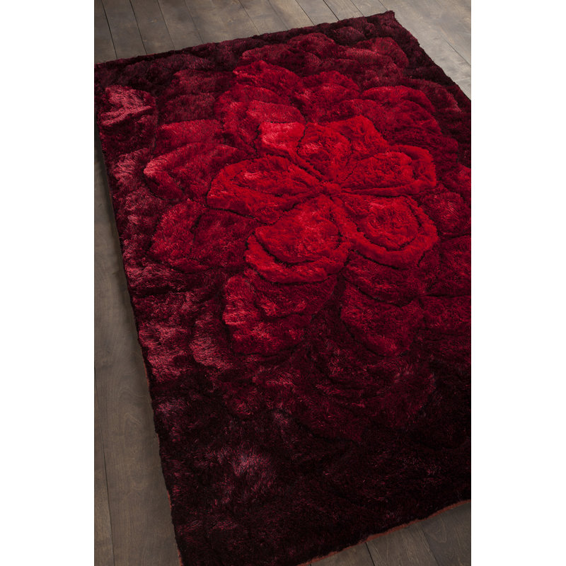 East Urban Home Handmade Shag Performance Red Rug | Wayfair