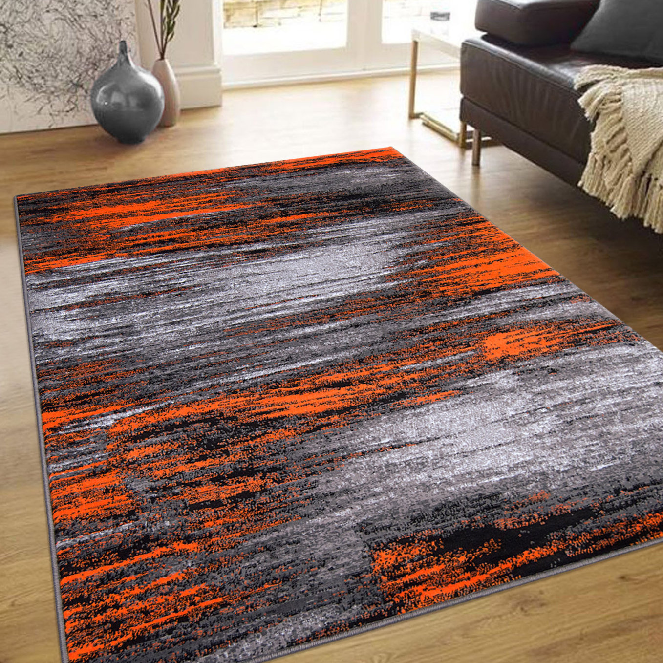 AllStar Rugs Abstract Power Loom Orange Area Rug & Reviews | Wayfair